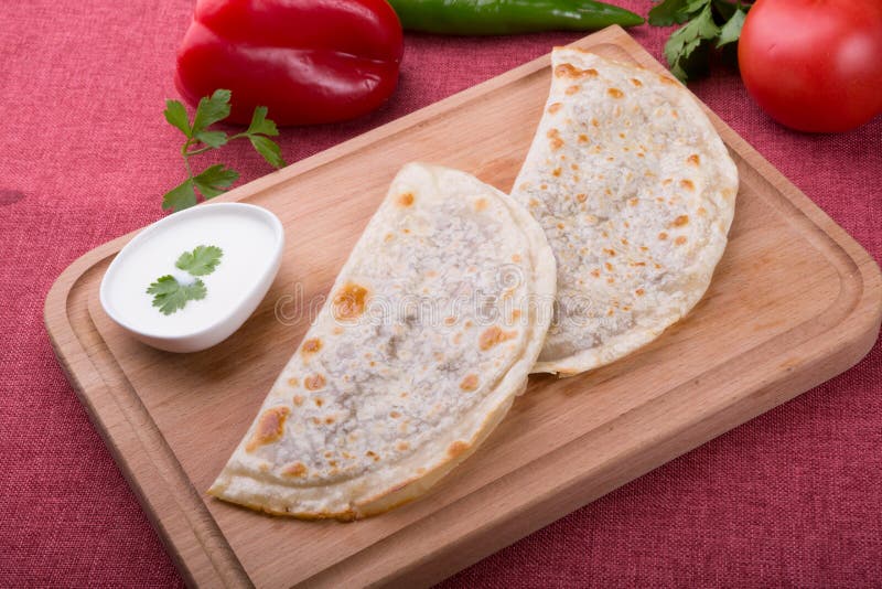 Fried Stuffed Asian Dough Bread Stuffed with Cheese or Meat Stock Image ...