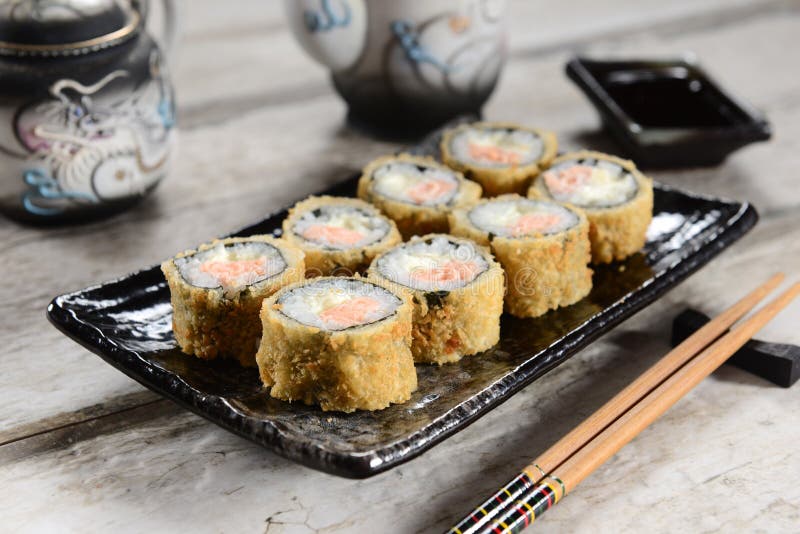 Fried sushi stock image. Image of lunch, asian, eight - 39467189