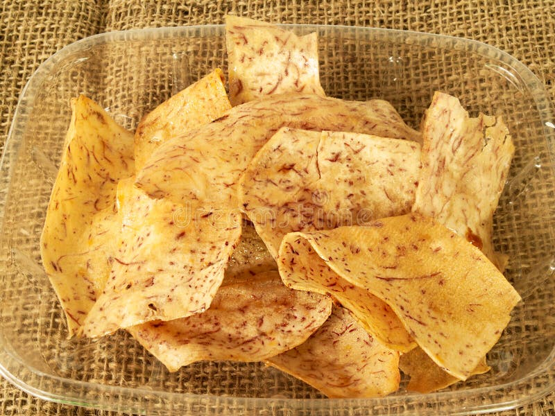 Fried taro. stock photo. Image of chips, food, wood, dessert - 57386026