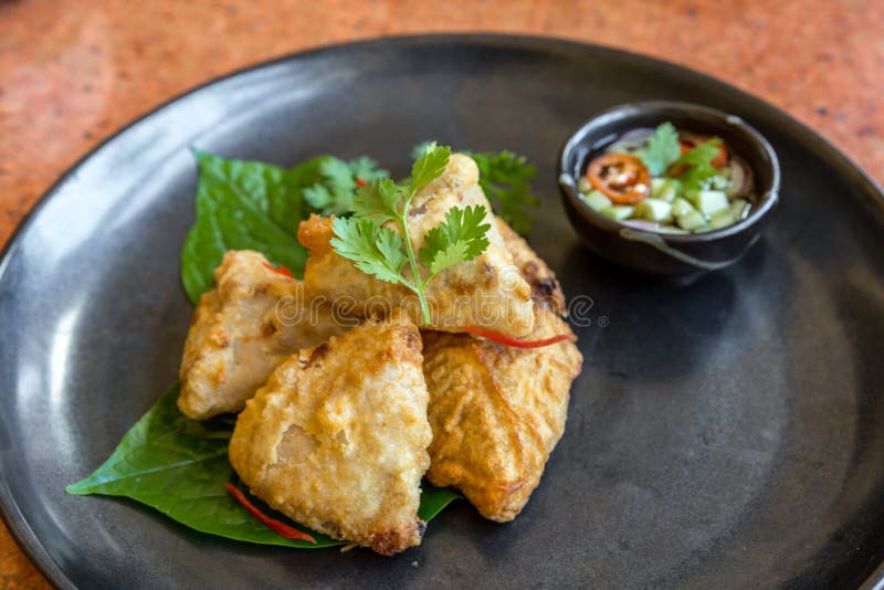 Fried Taro Slices Dip Into The Caramel Isolated On White Background ...