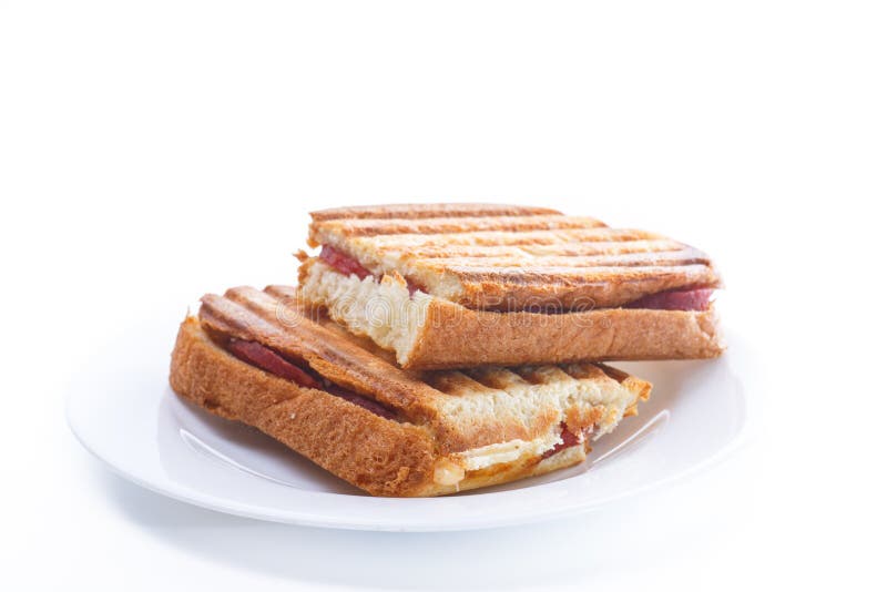 Fried Toast with Filling Inside of the Sausage and Cheese Stock Photo ...