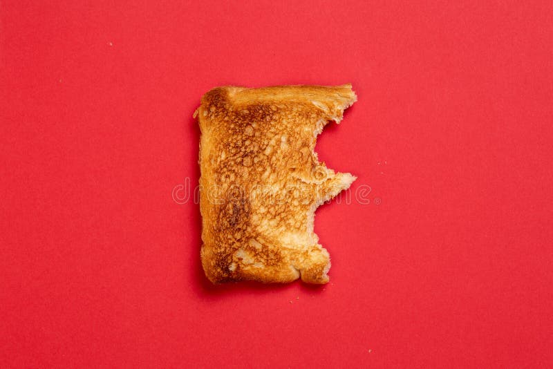 Fried Toast on Red Background Stock Image - Image of slice, background ...
