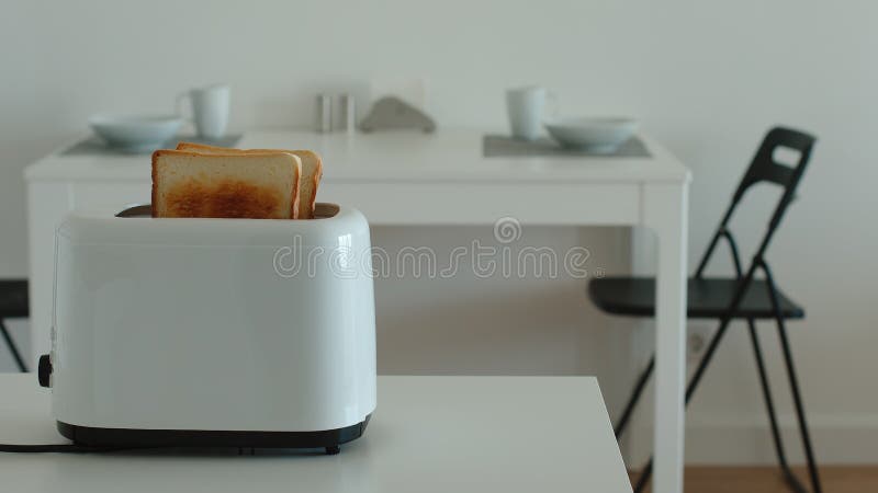 Fried Toast in a Toaster in a Kitchen Stock Photo - Image of jump ...