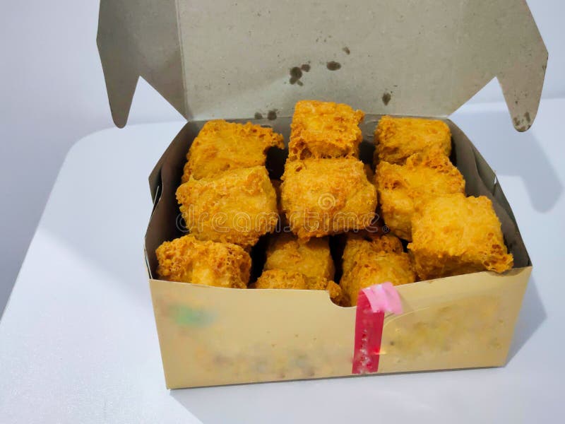 Fried tofu on the box stock photo. Image of breakfast - 226967138