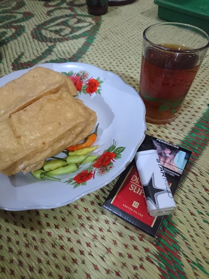 Fried Tofu, Hot Tea, Cigarette Lighter Editorial Image - Image of ...