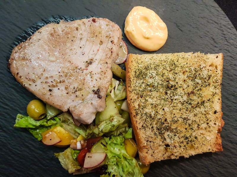 Fried Tuna steak stock image. Image of cuisine, gourmet - 202491863