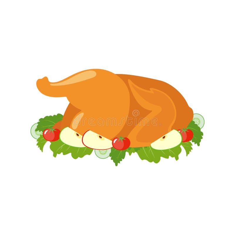Fried Turkey or Chicken Icon in Flat Style. Stock Vector - Illustration ...