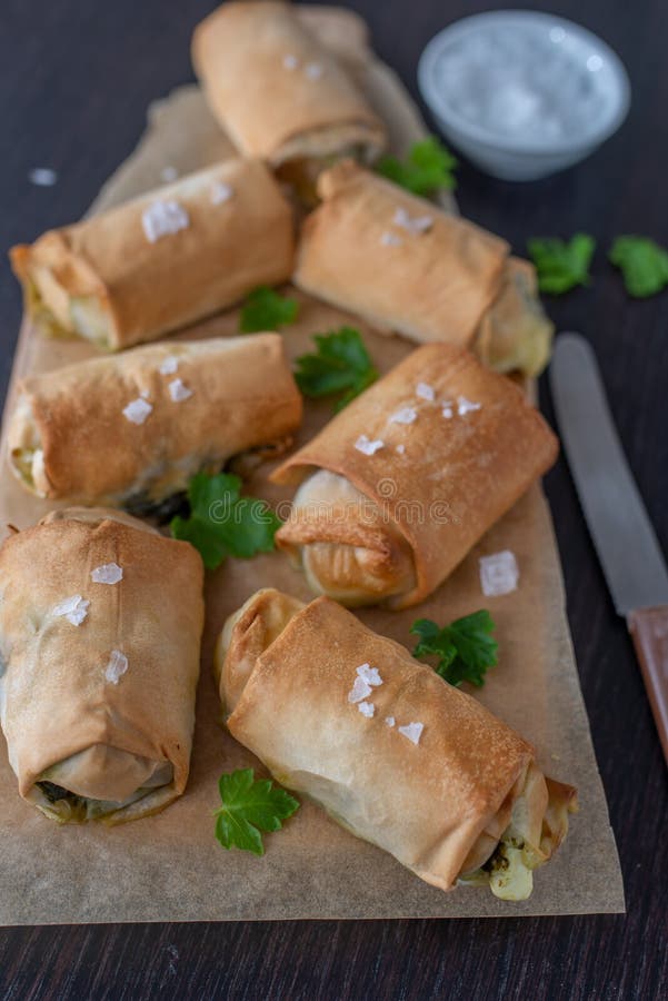 Fried Turkish Cigar Shaped Rolls - Spring Roll Sigara Borek Stock Photo ...