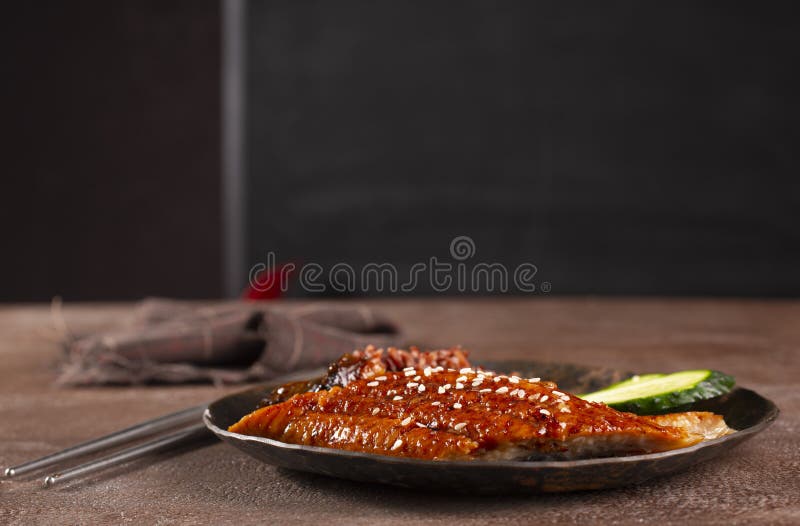 Fried unagi eel stock image. Image of rice, dinner, plate - 212434763