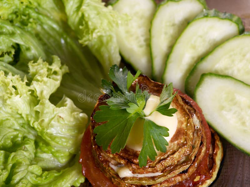 Fried vegetable marrow stock photo. Image of organic, plate - 5488822