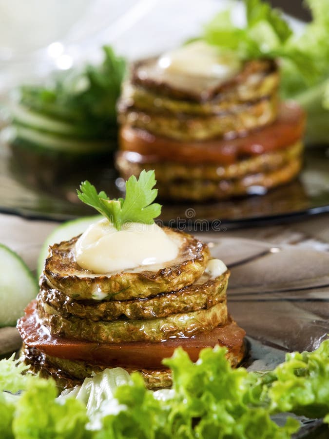 Fried vegetable marrow stock photo. Image of organic, plate - 5488822
