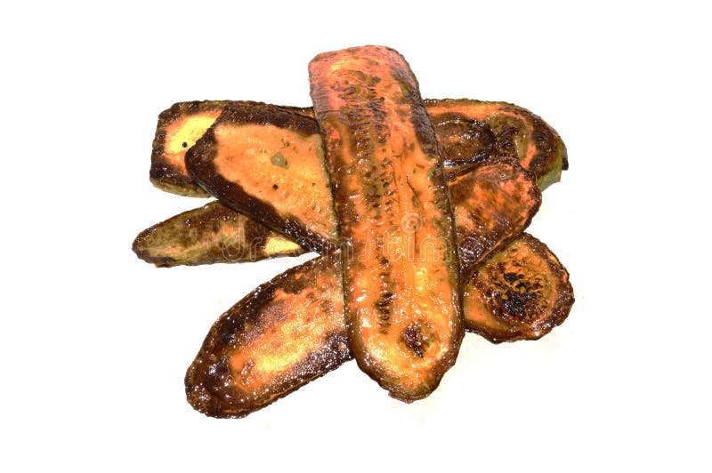 Fried Vegetable Marrow Isolated on White Background Stock Photo - Image ...