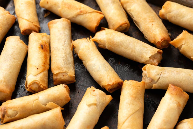 Fried Vegetable Spring Rolls with Sweet Chilli Sauce, Party Food Stock ...