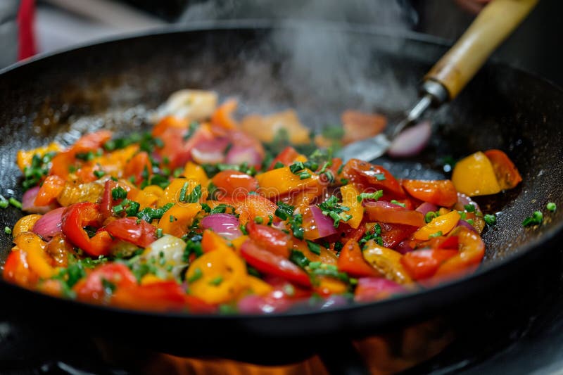Fried Vegetables with Herbs for Food Preparation Stock Illustration ...