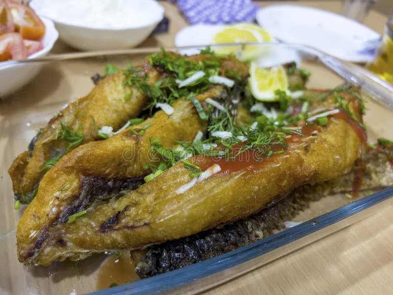 Fried White Carp Fish Tastes Very Fine Stock Photo - Image of meal ...