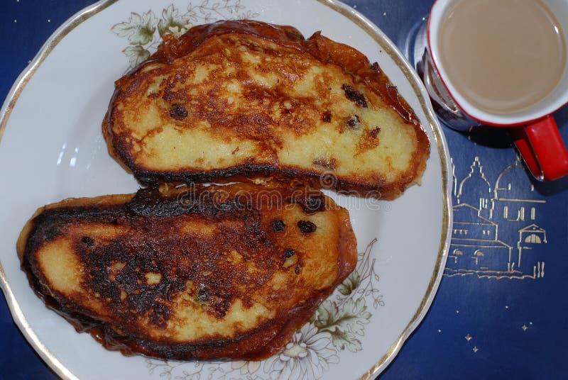 Fried White Dessert Loaf Plate Stock Image - Image of decorated, bakery ...