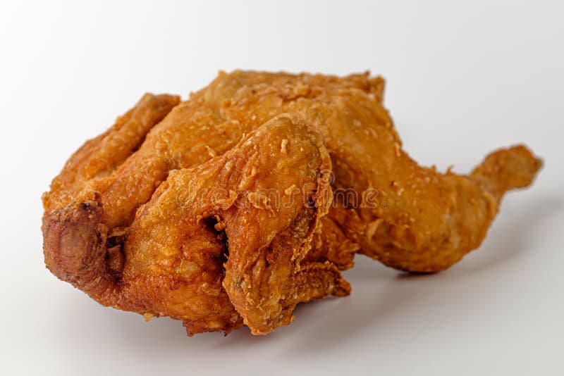 Fried Whole Chicken on a White Background Stock Photo - Image of ...