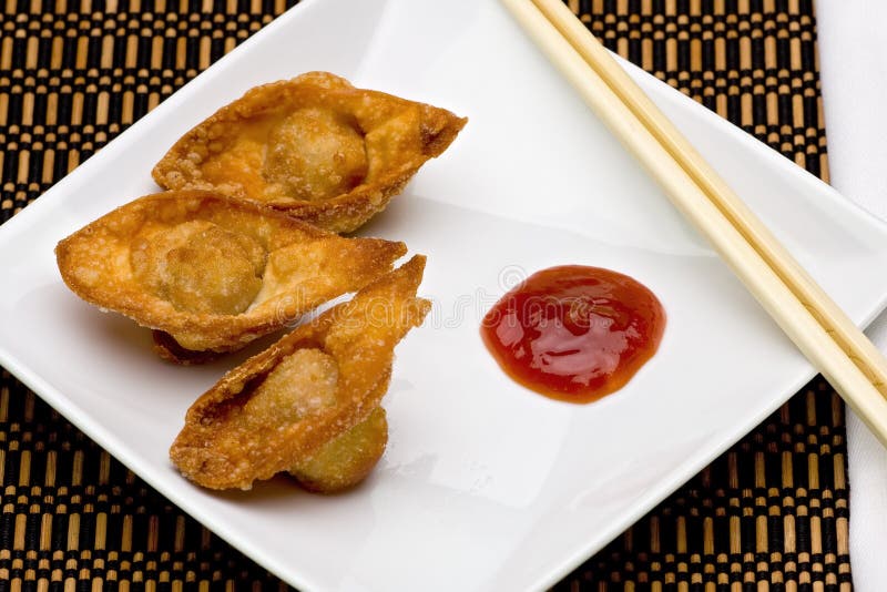 Fried Wontons on Plate stock image. Image of frying, tasty - 15945511