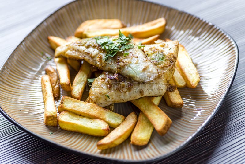 Fried Zander with Homemade Potato Chips Stock Photo - Image of roasted ...