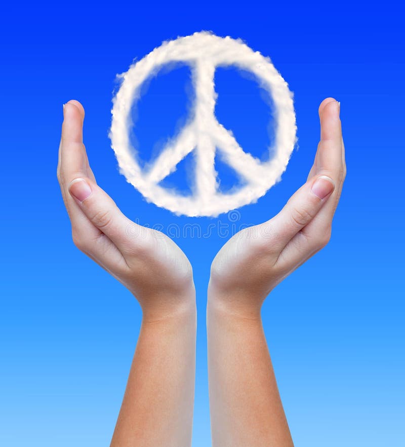 Friedenssymbol Auf Regenbogen Stockfoto - Bild von symbol, glücklich ...