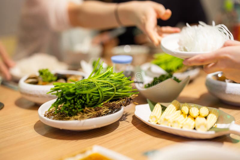 Friend Hot Pot Together at Restaurant Stock Image - Image of delicious ...