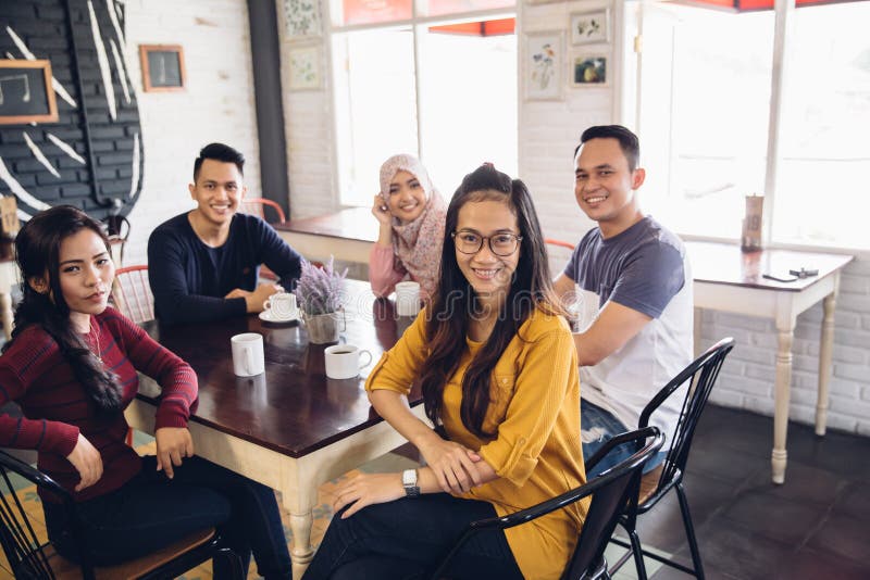Friend Having Fun Together in a Cafe Stock Photo - Image of asian ...