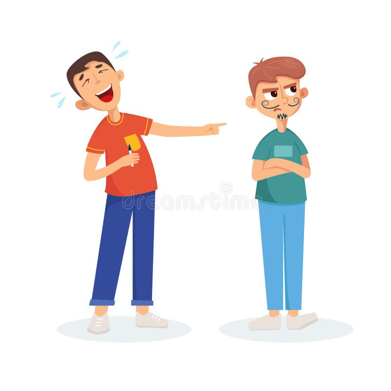 Friend Played a Prank on a Boy , Painted a Mustache Stock Vector ...