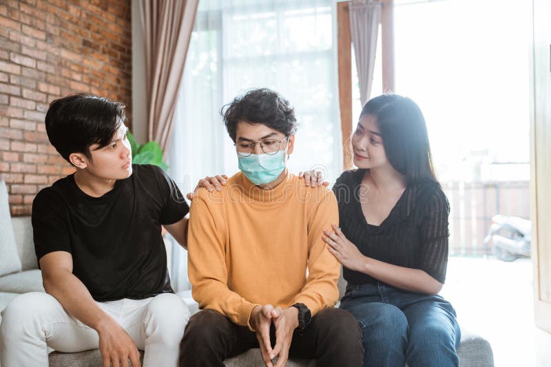 Friend support during sick stock image. Image of asian - 176122345