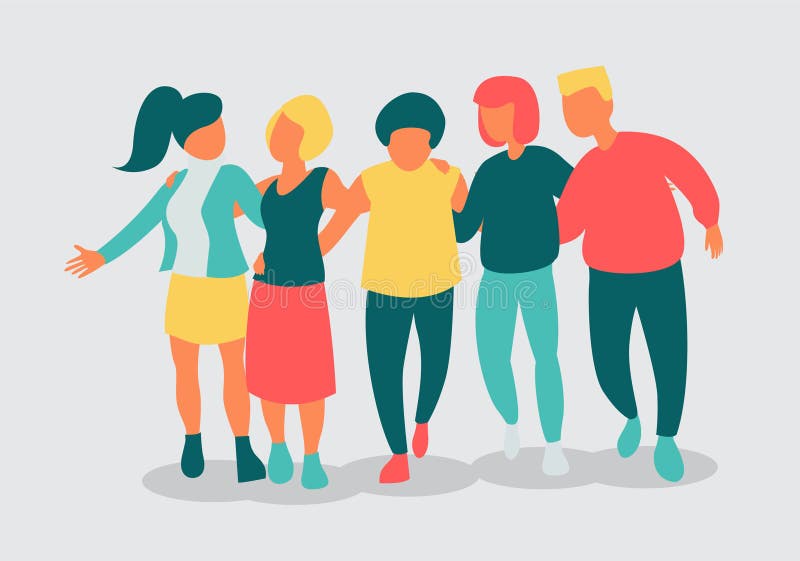 Friend walk together stock vector. Illustration of diversity - 165817316