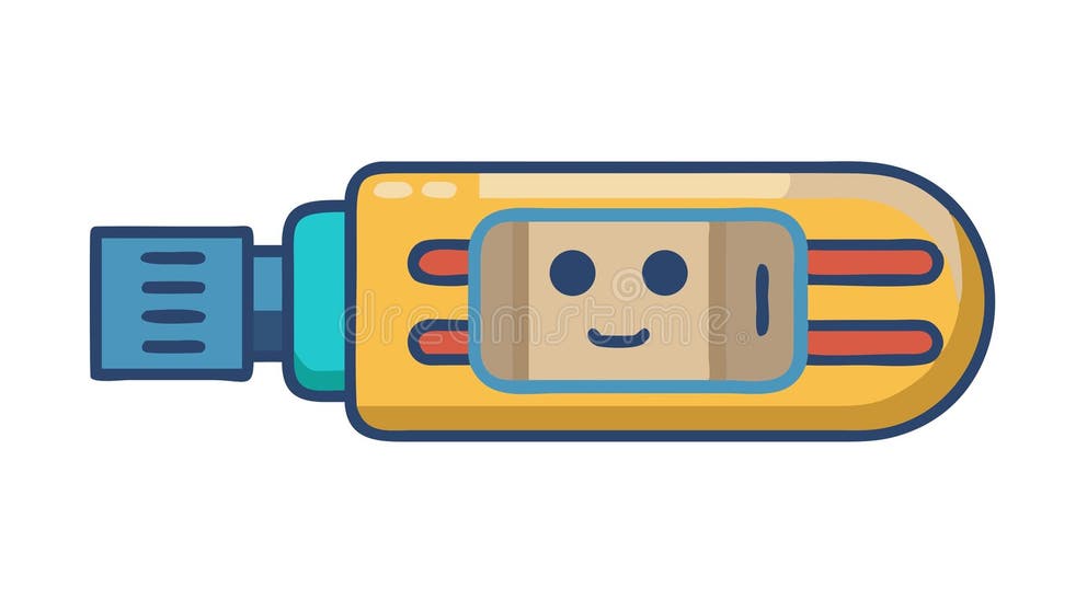 Friendly AI Device, USB Drive with Happy Face, User Friendly Tech, Smart Connectivity, Vector ...
