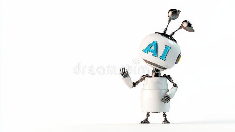 Friendly AI Robot with a Cheerful Gesture Stock Illustration ...