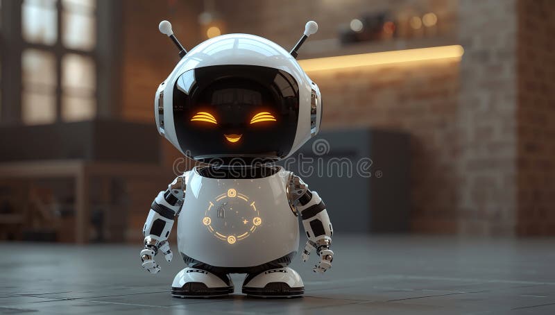 Friendly AI Robot in Modern Home Setting Stock Illustration ...
