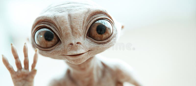 Friendly Alien Character with Large Eyes and Unique Features Waving ...