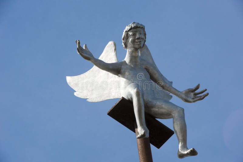 Friendly Angel Sitting on Pole on Mountaintop Editorial Stock Photo ...