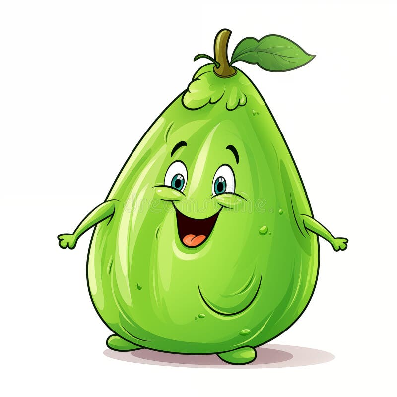 A Cheerful Cartoon Avocado Smiles Happily while Standing on a White ...