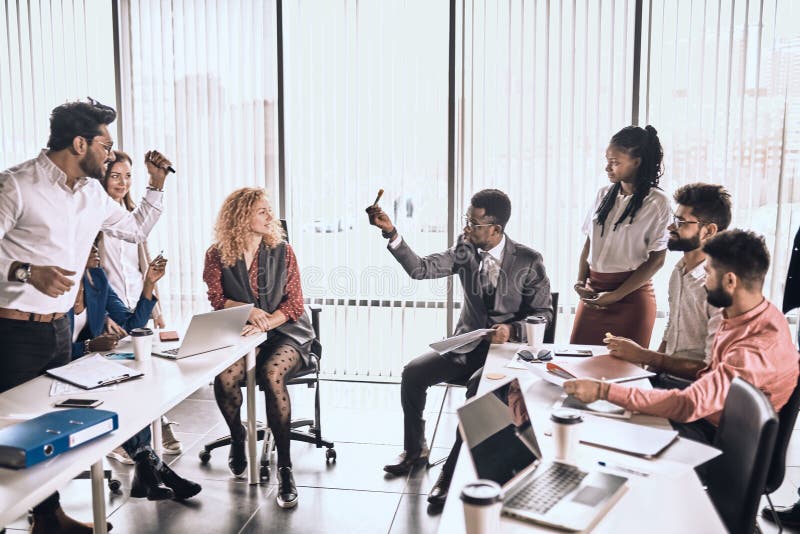 Two Groups of Managers Proving Their Points of View Stock Image - Image ...
