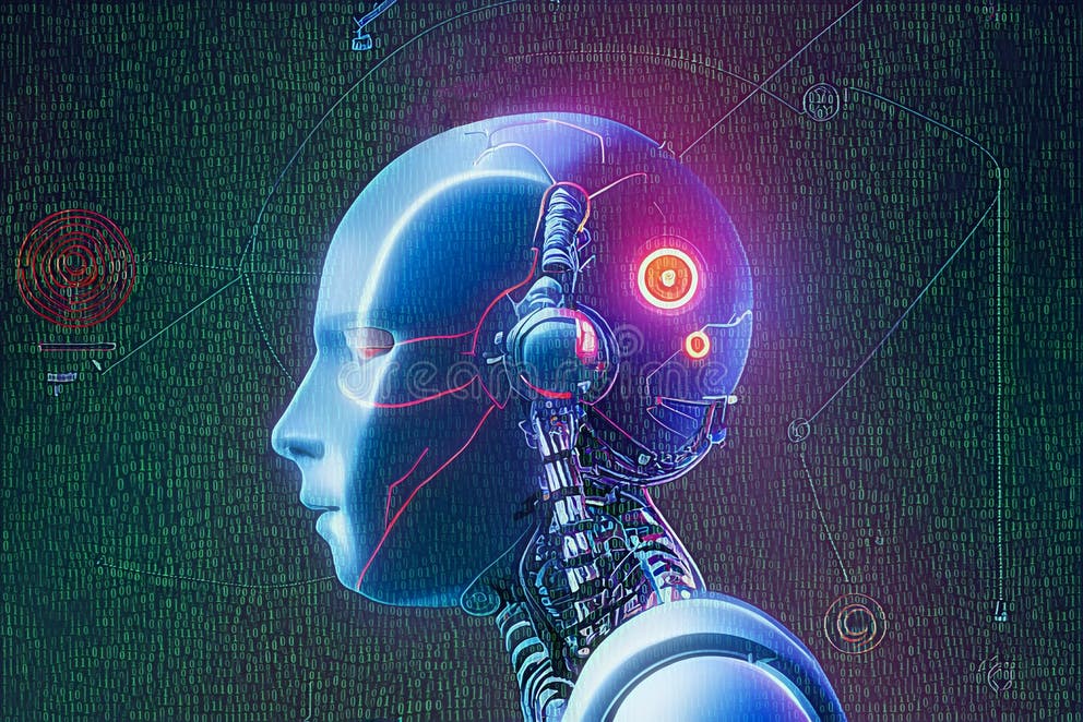 Friendly Artificial Intelligence, Conceptual Illustration, Generative AI Stock Illustration ...