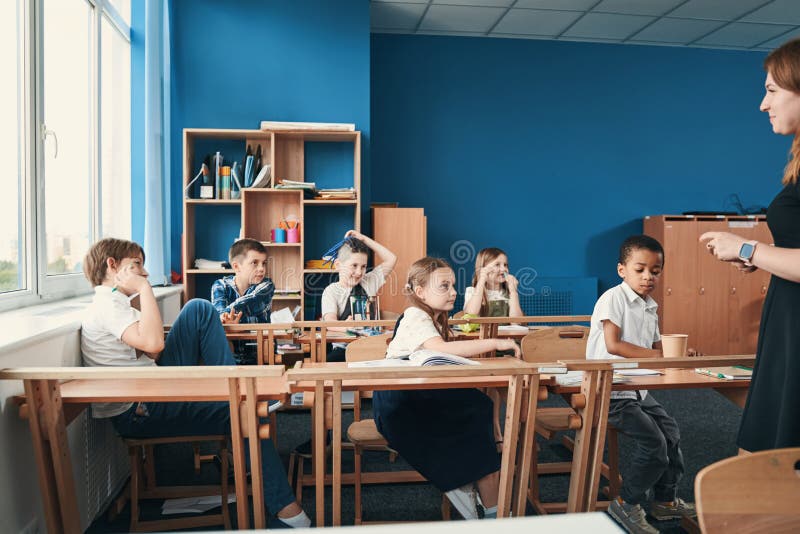 Friendly Atmosphere in the Elementary School Class Stock Photo - Image ...