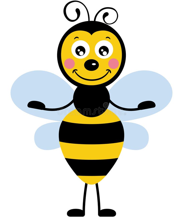 Friendly Bee Isolated on White Stock Illustration - Illustration of ...