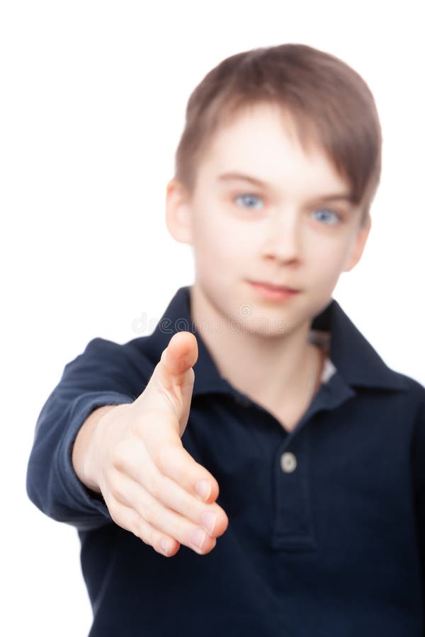 Friendly Boy Offering Handshake Stock Image - Image of invitation ...
