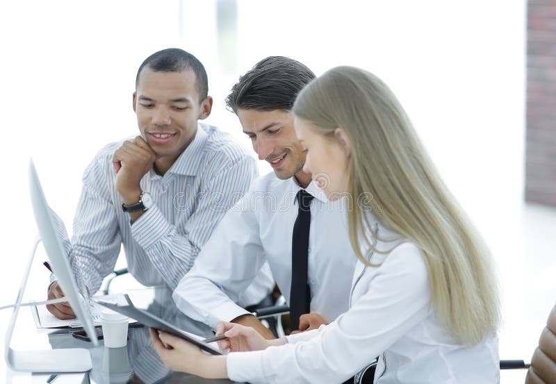 Friendly Business Team Discussing Promising Business Ideas. Stock Photo ...