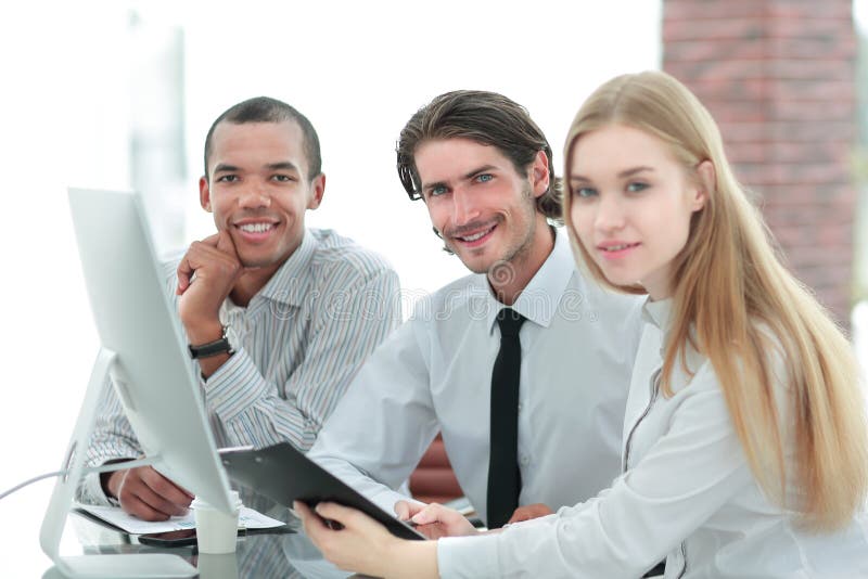 Friendly Business Team Discussing Promising Business Ideas. Stock Photo ...