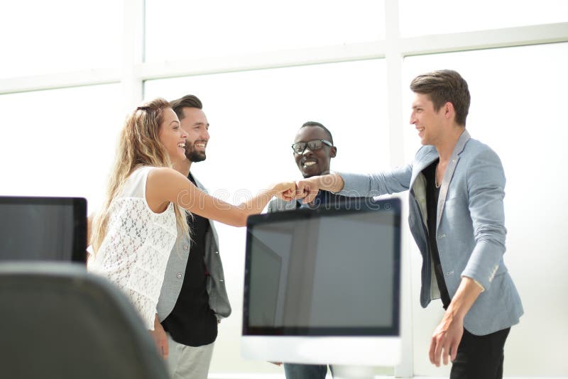 Friendly Business Team in a Modern Office Stock Image - Image of ...