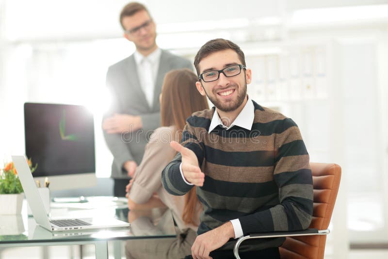 Friendly Businessman Offers a Handshake Stock Image - Image of ...