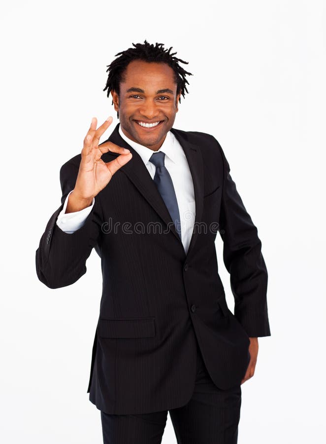 Friendly Businessman Showing Okay Sign Stock Image - Image of okay ...