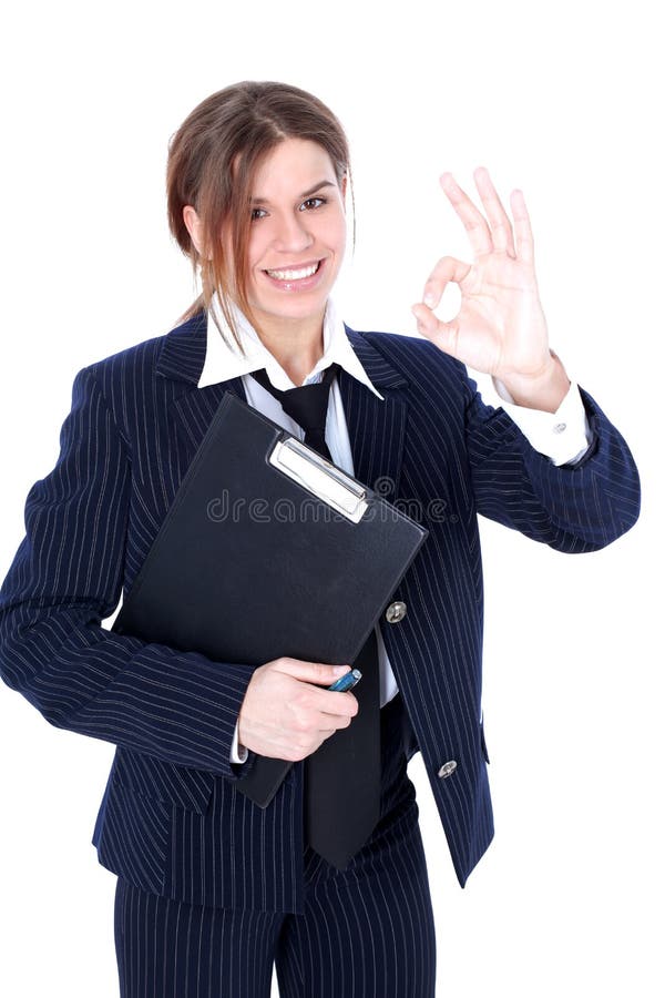 Friendly Businesswoman with OK Sign Stock Image - Image of good, happy ...