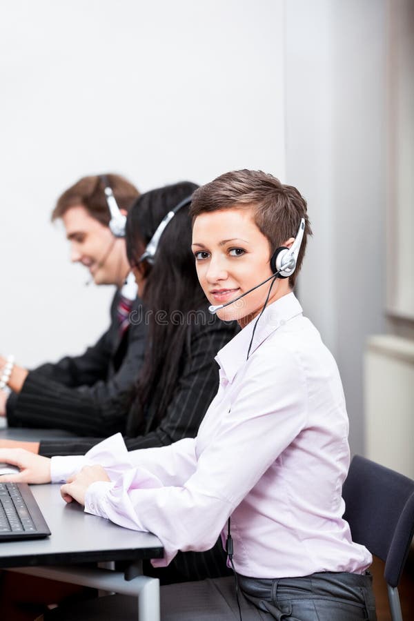 Friendly Callcenter Agent Operator with Headset Stock Image - Image of ...