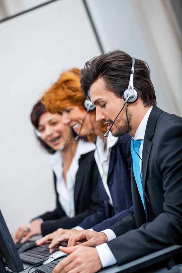 Happy Businesswoman Call Center Agent Looking at Camera at Workplace ...