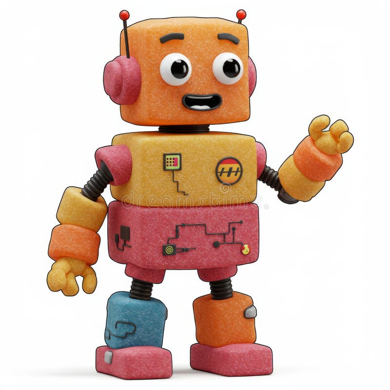 Friendly Candy Robot Cartoon Character Stock Photo - Image of retro ...