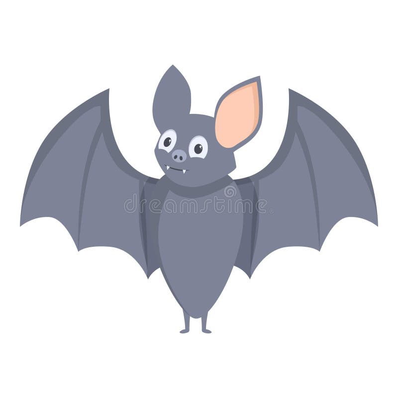 Cute Grey Bat Smiling and Showing Its Big Wings Stock Vector ...